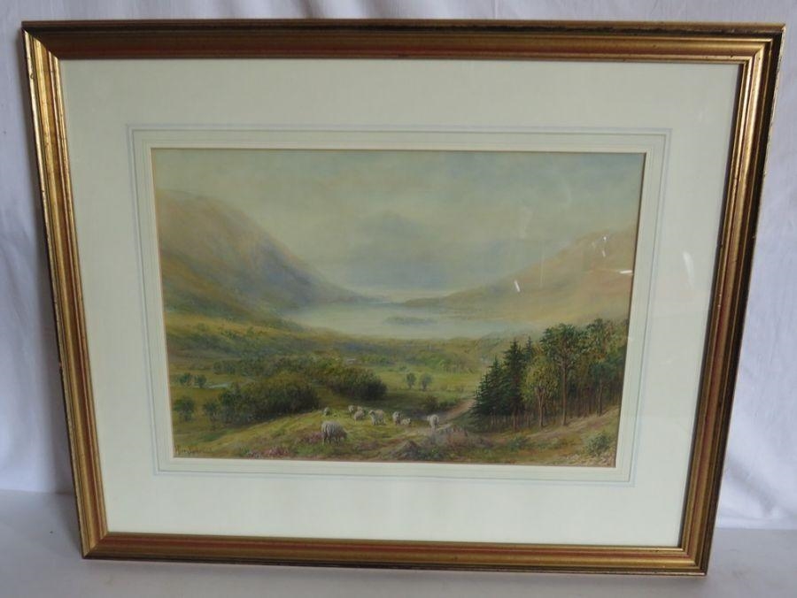 Henry Williams | mountains lake and sheep scene | MutualArt