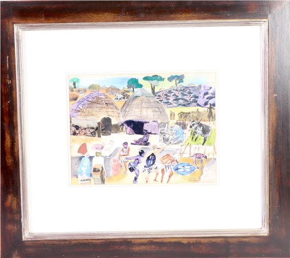 Sam Nhlengethwa | ZULU VILLAGE | MutualArt
