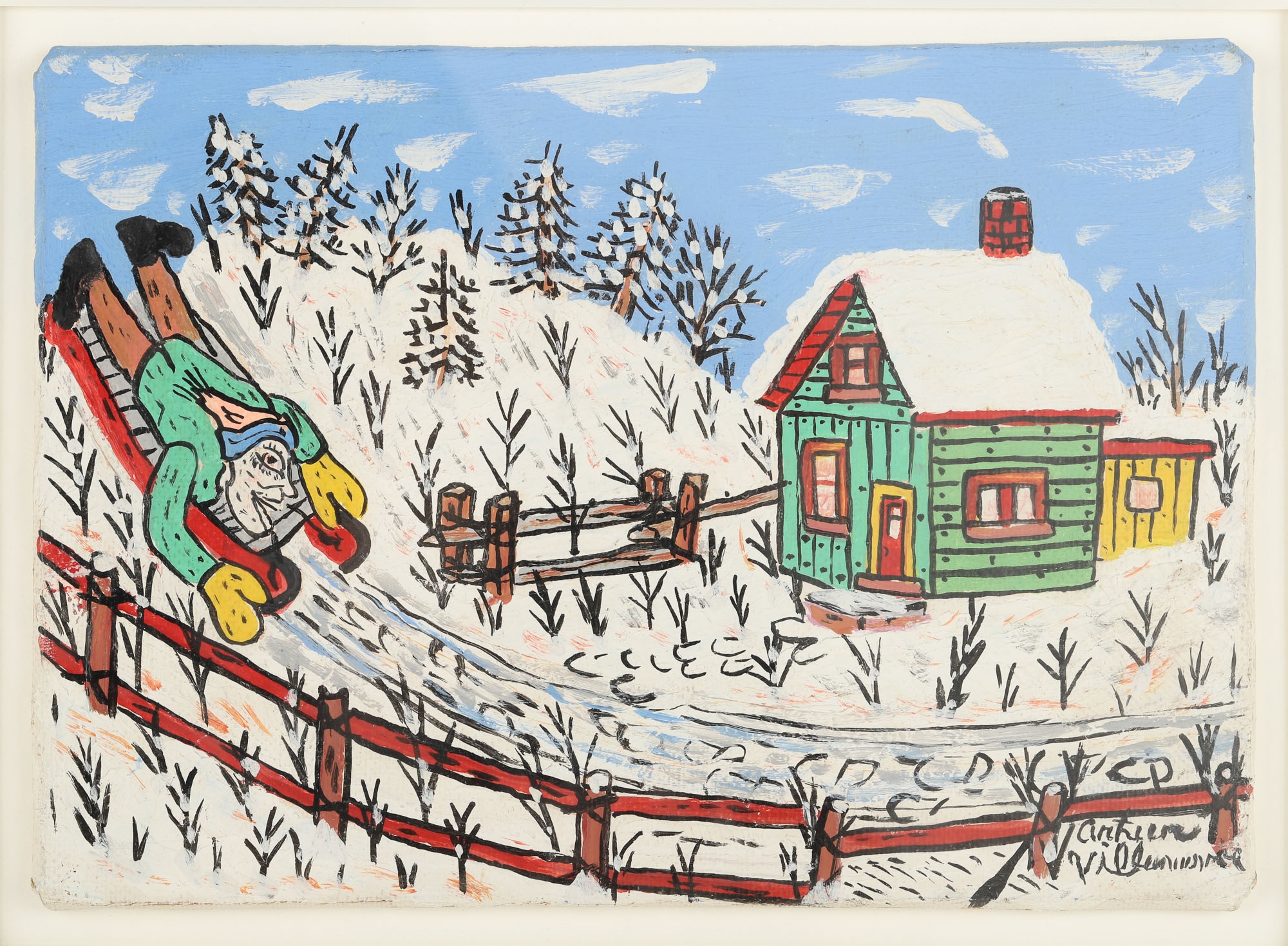 Arthur Villeneuve | Winter Sledding Scene | MutualArt