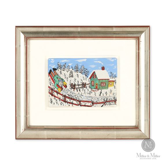 Arthur Villeneuve | Winter Sledding Scene | MutualArt