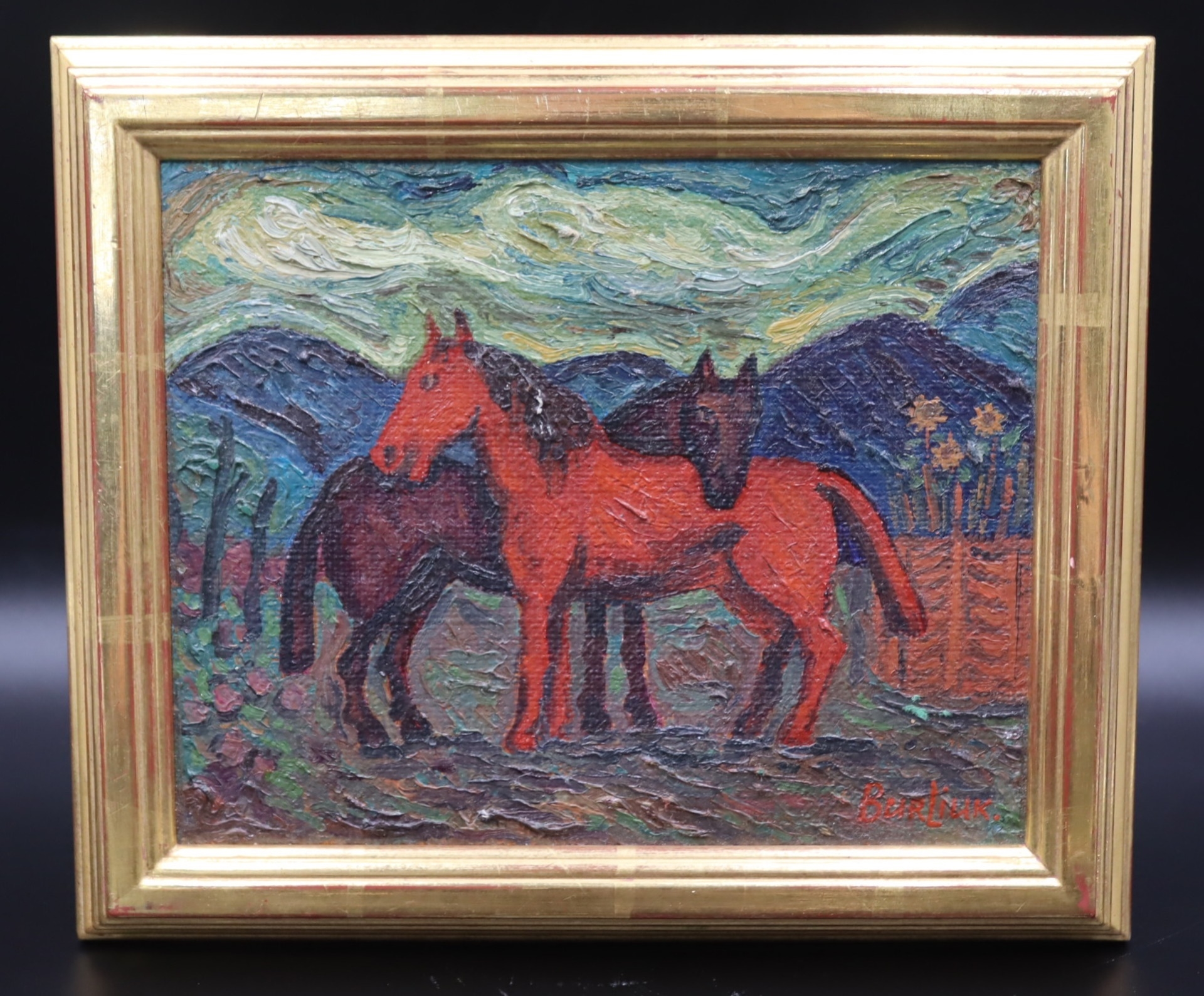 David Burliuk | Red Horses | MutualArt