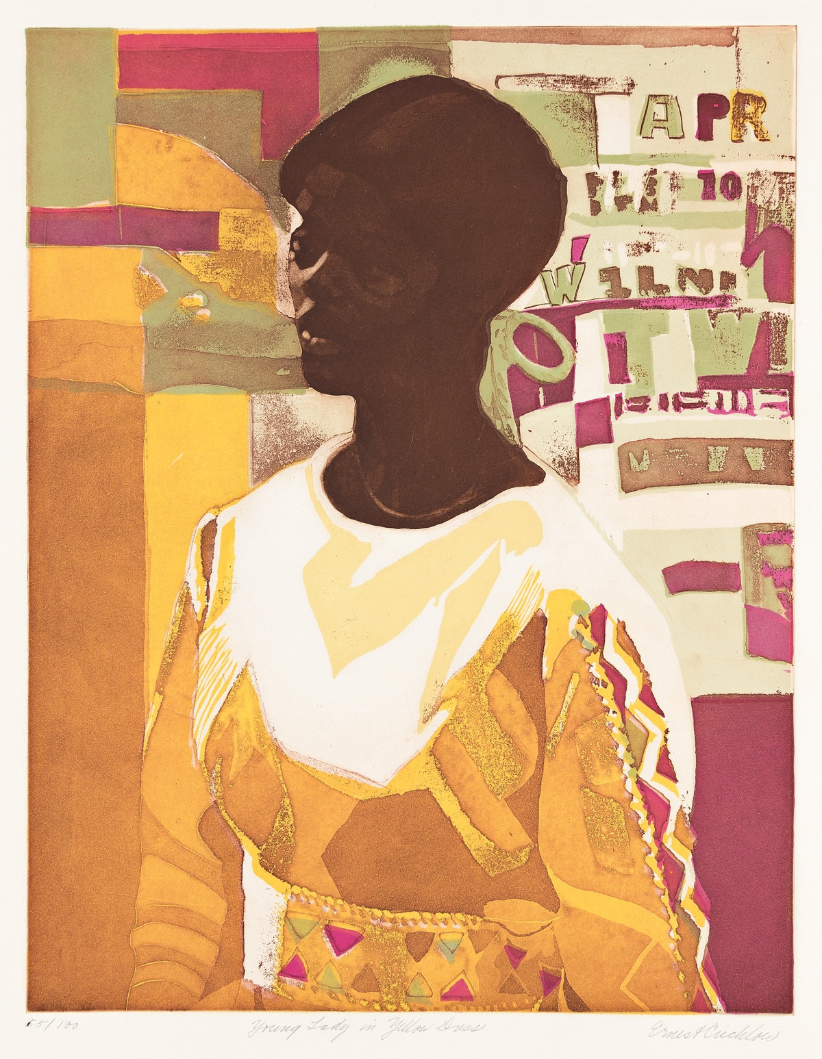Ernest Crichlow | Young Lady in a Yellow Dress. (1979) | MutualArt
