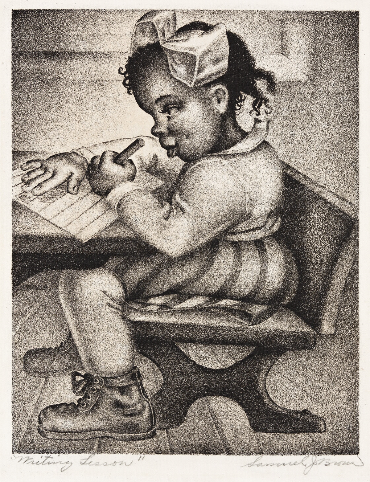 Samuel J. Brown | Writing Lesson. (1948) | MutualArt