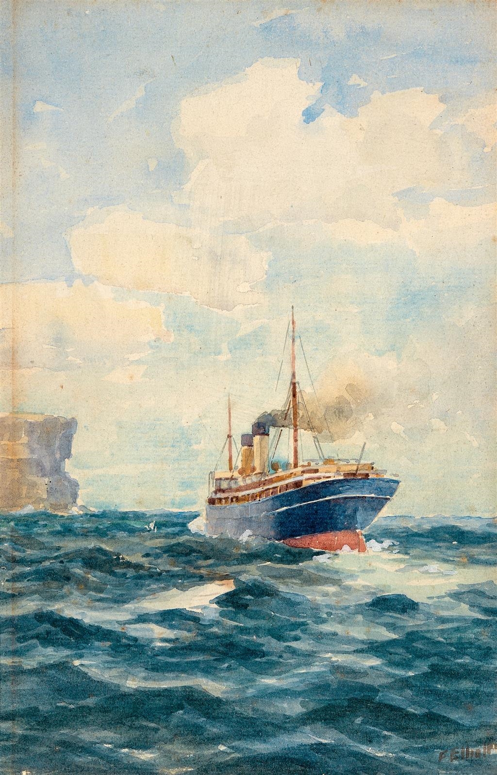 Frederick James Elliot | Steam Ship Sailing out of the Heads | MutualArt
