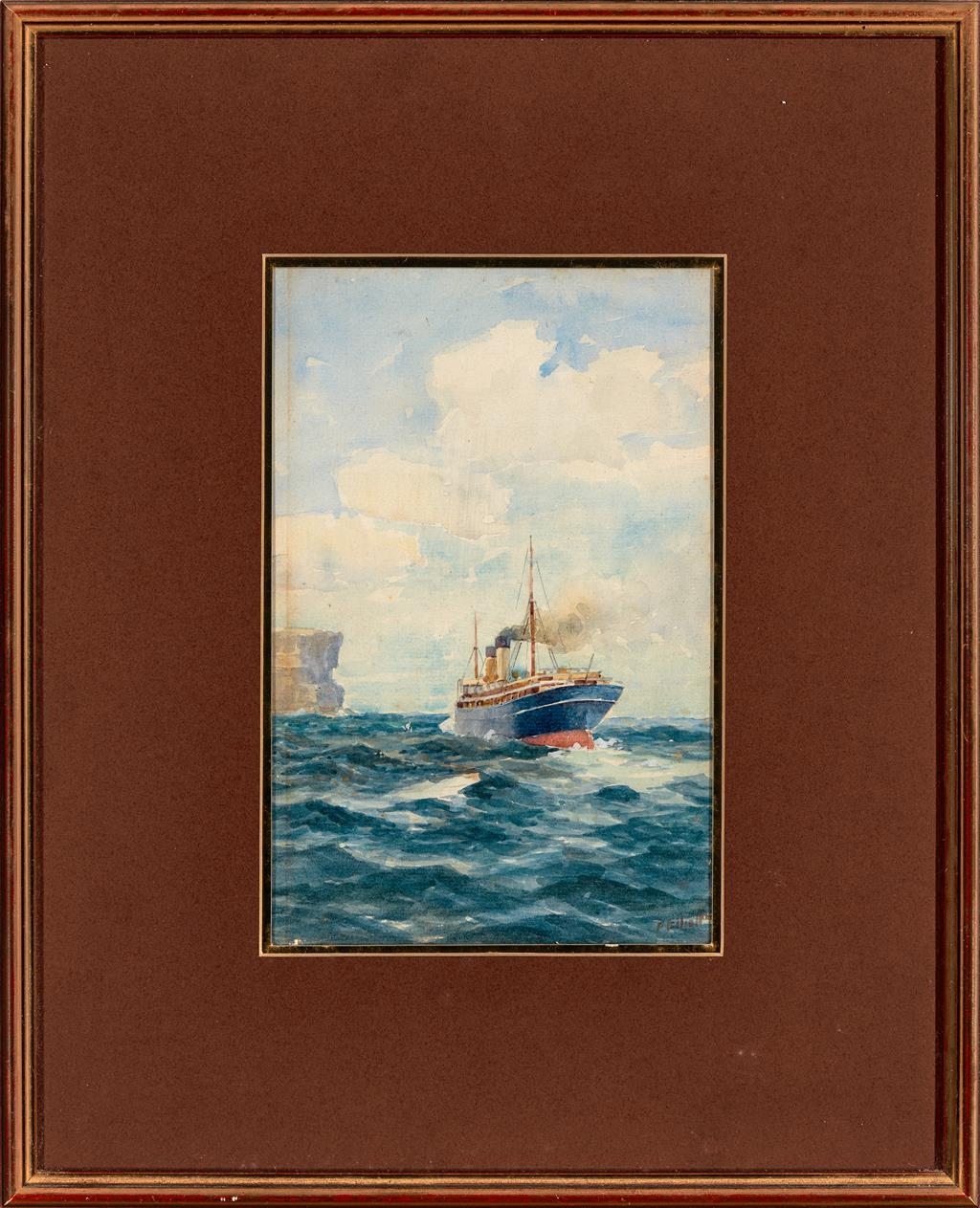 Frederick James Elliot | Steam Ship Sailing out of the Heads | MutualArt