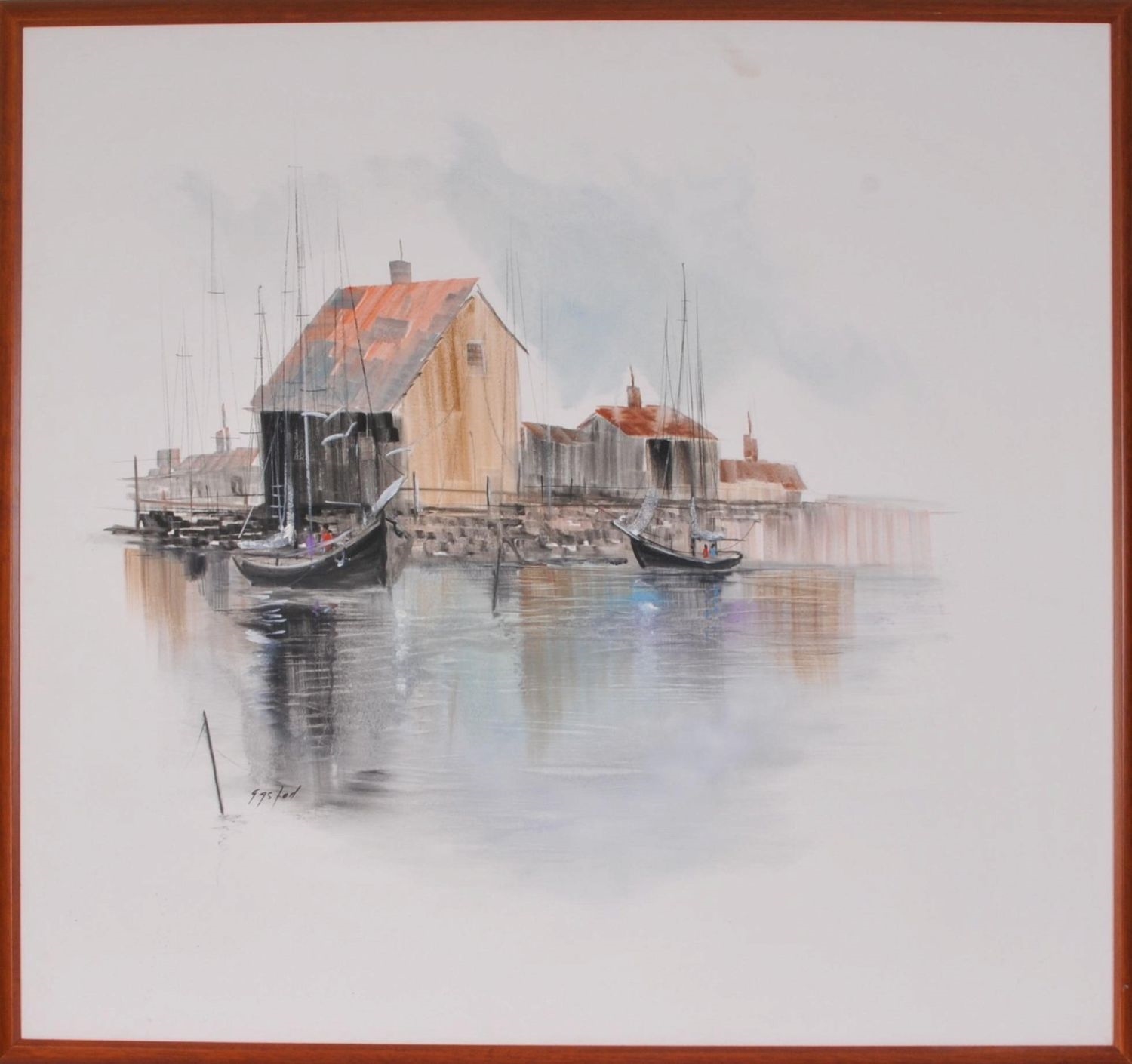 Gaston Petridis | Sailboats in Harbor | MutualArt