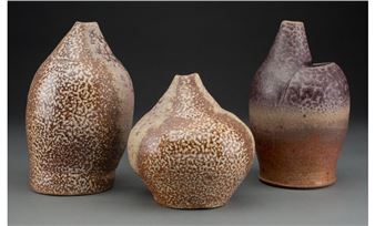 Karen Karnes | Three studio pottery lidded vessels | MutualArt
