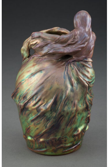 Zsolnay Ceramic Factory | Zsolnay Eosin Glazed Earthenware Figural Vase ...
