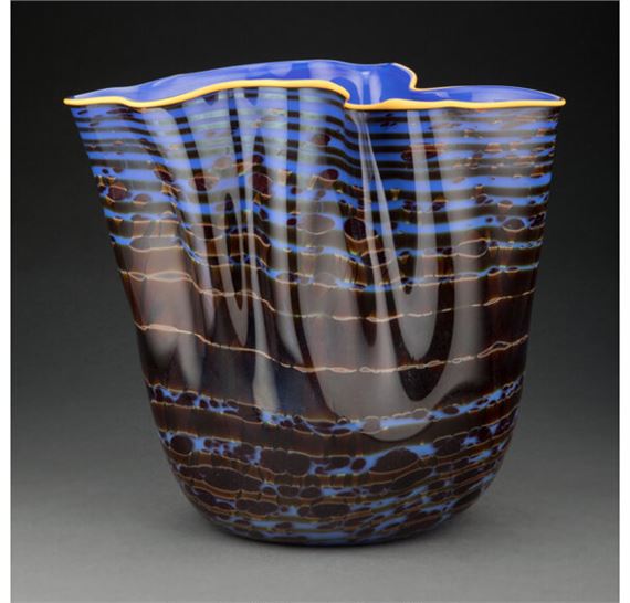 Dale Chihuly | Large Blue Macchia with Yellow Lip Wrap (1983) | MutualArt