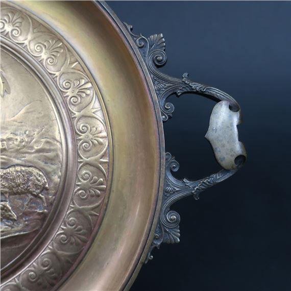 Alfred Pierre Richard | : Coupe sur pieds en bronze à décor d'un berger ...