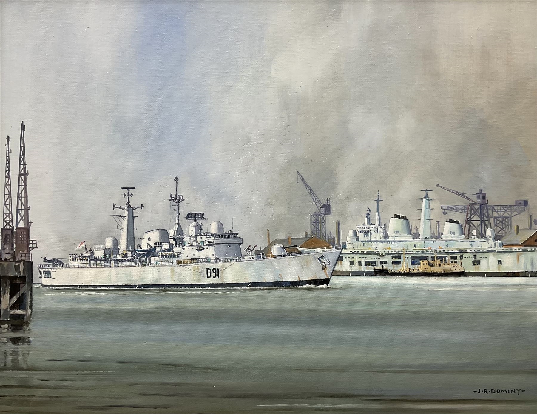 John Rohan Dominy | HMS Nottingham Leaving Portsmouth (1987) | MutualArt