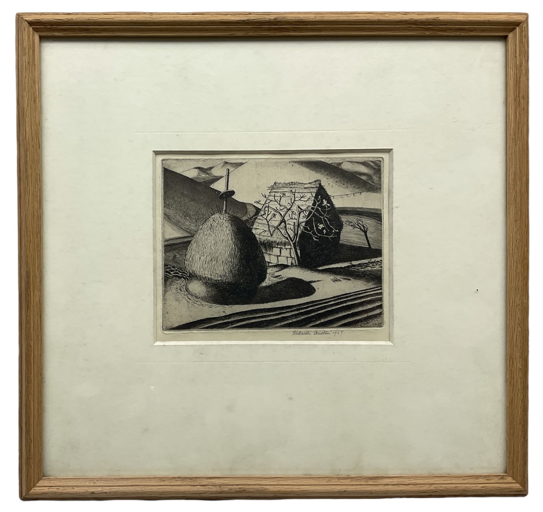 Frederick George Austin | Haystack and Cottage in Hilly Landscape (1927 ...