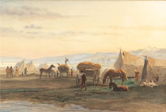 Cornelis Albertus Johannes Schermer | Zigeunerkamp aan de waterkant bij ...