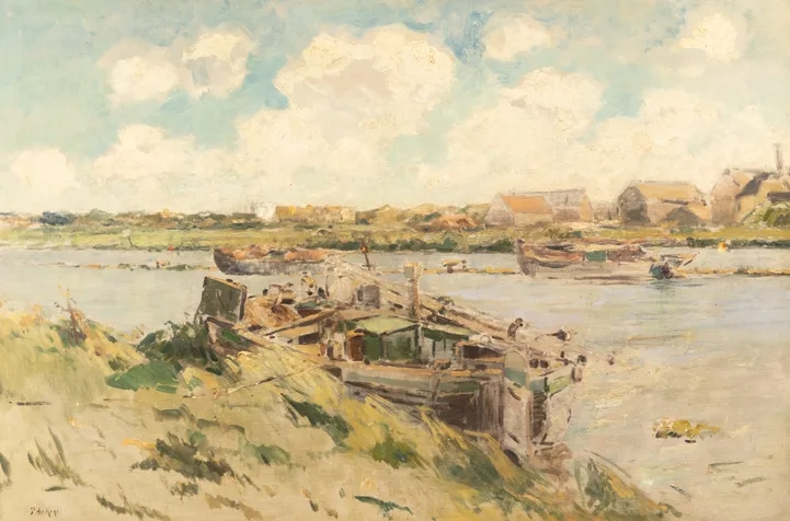 Pieter de Regt | Schepen op rivier | MutualArt