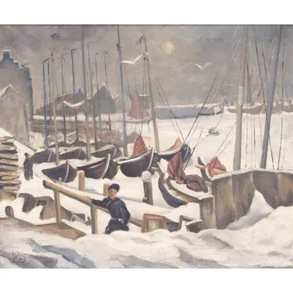Hendrik Belder-Rienk | Haven van Volendam in de winter van (1942 ...