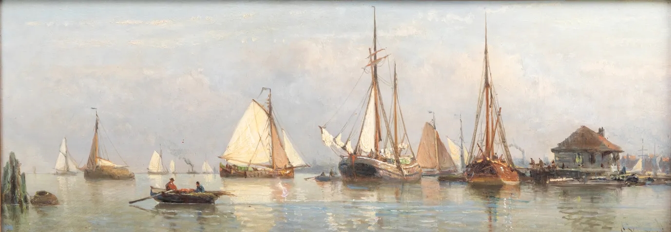Everhardus C. Koster | Zeilschepen op het IJ bij Amsterdam | MutualArt