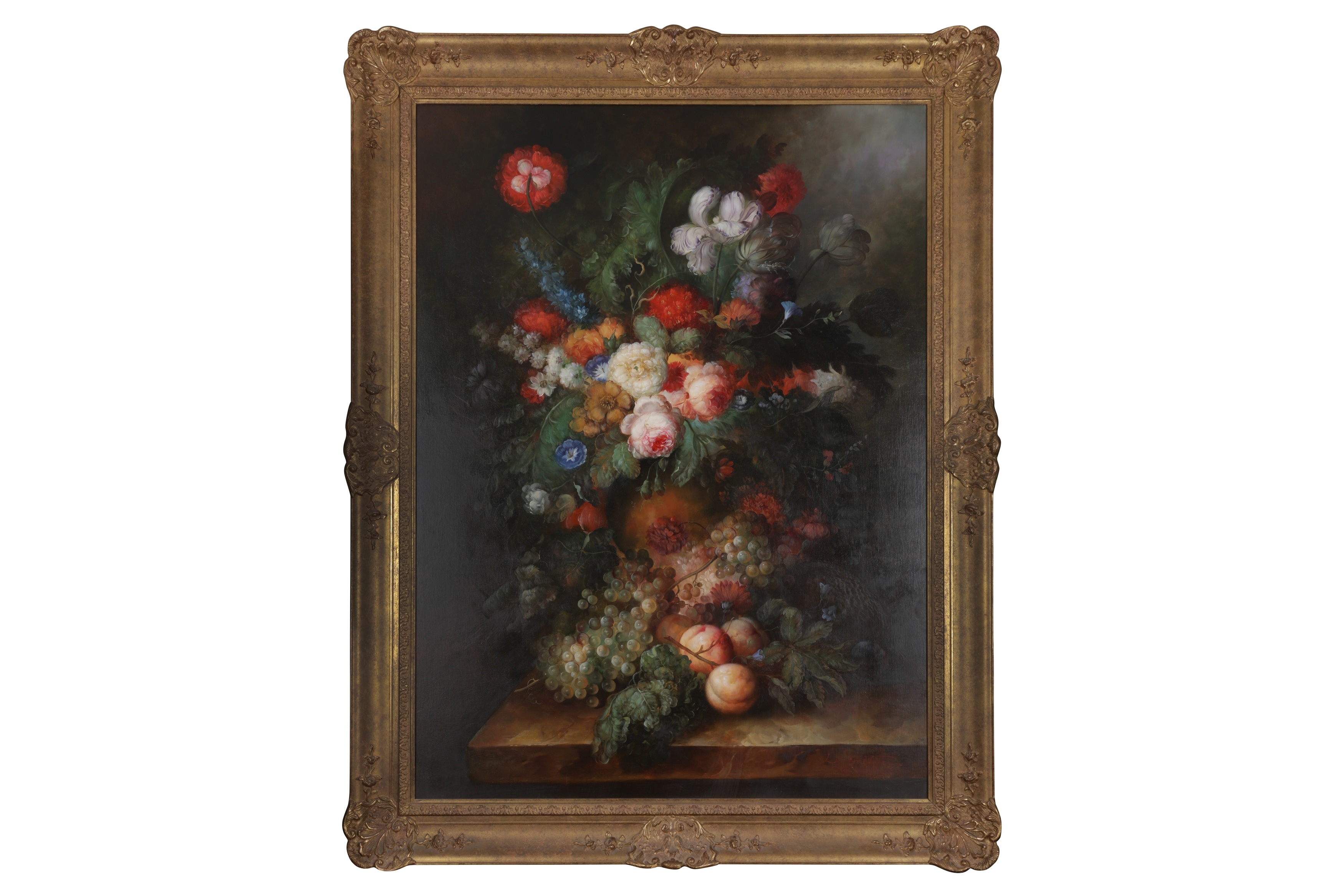 Rachel Ruysch | Still life of Flowers and fruit on a ledge | MutualArt