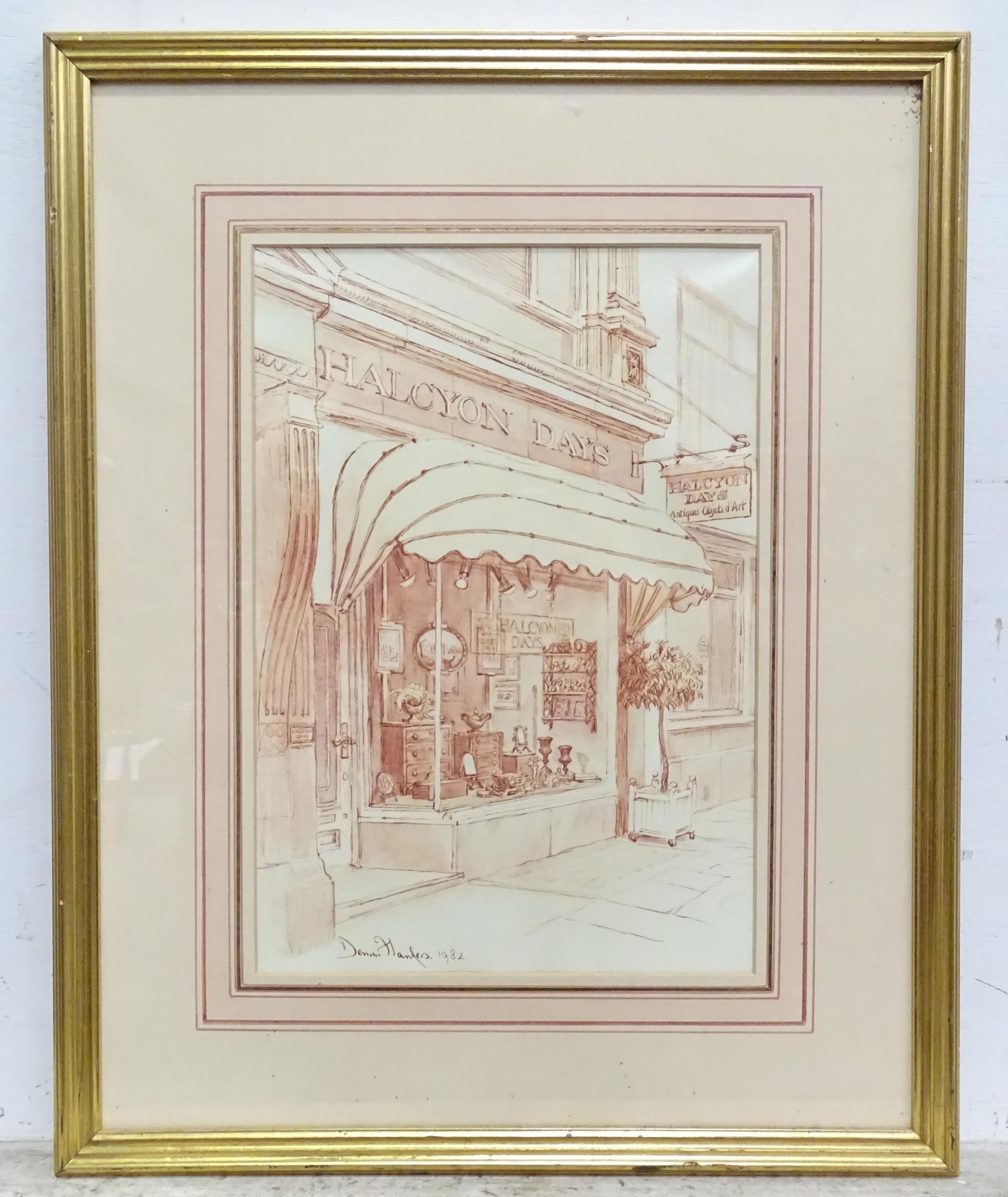 Dennis Flanders | Halcyon Days an antiques shop front (1982) | MutualArt