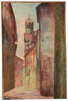 Sushila Singh | Stylised street scene with steps | MutualArt