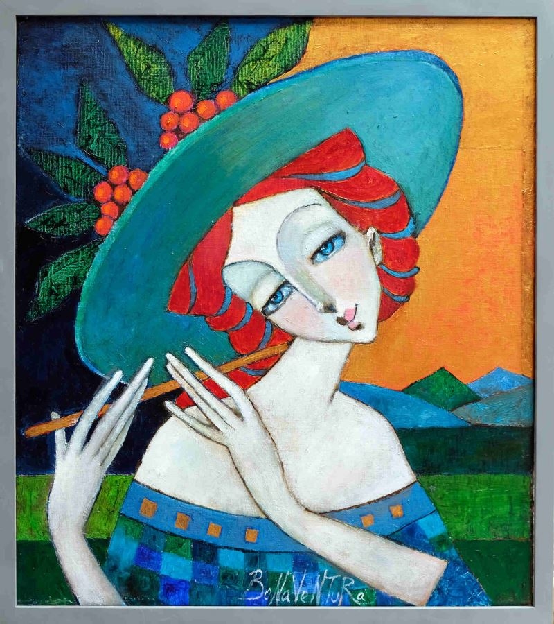 Jan Bonawentura Ostrowski | Portrait in Hat (2022) | MutualArt