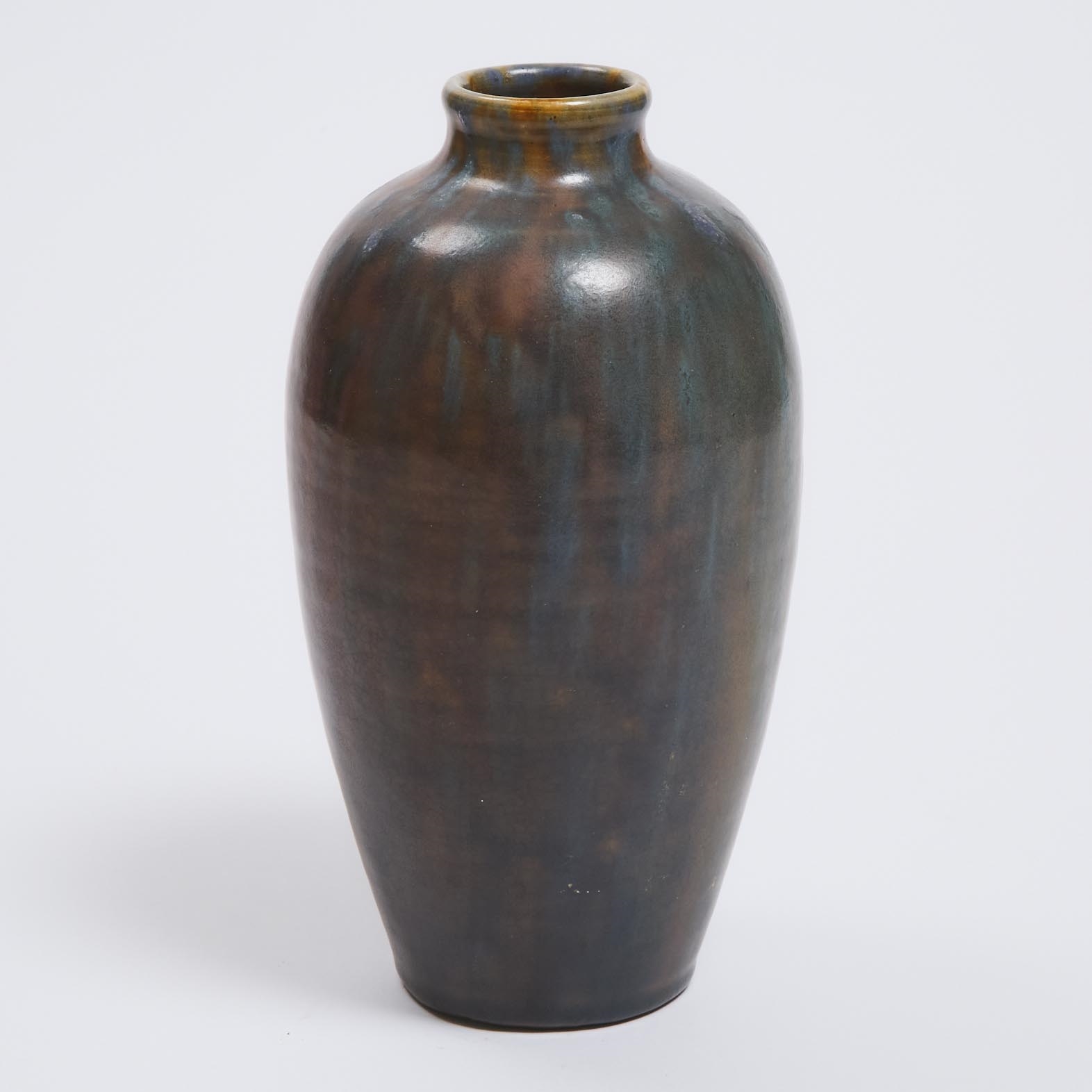 George James Cox | Mottled Blue and Brown Glazed Vase, Mortlake Pottery ...