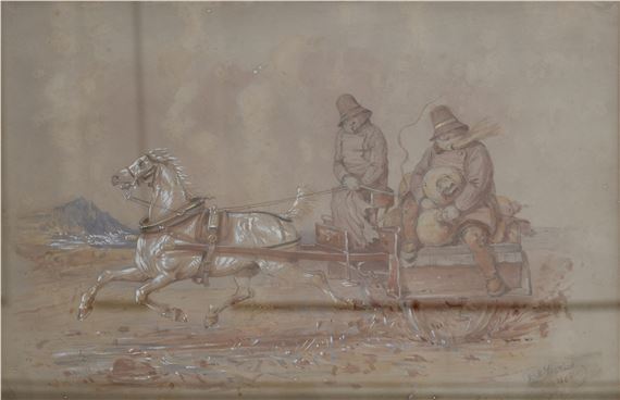 Robert Richard Scanlan | Horse-drawn cart with figures moving speedily ...