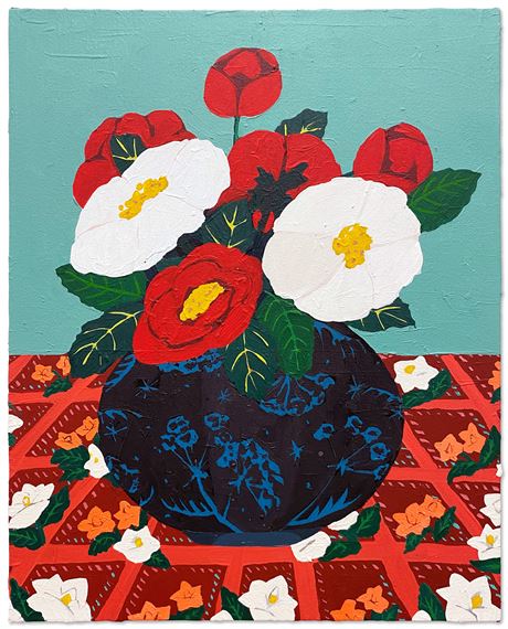 Hilary Pecis | Anemones and Black Vase (2020) | MutualArt