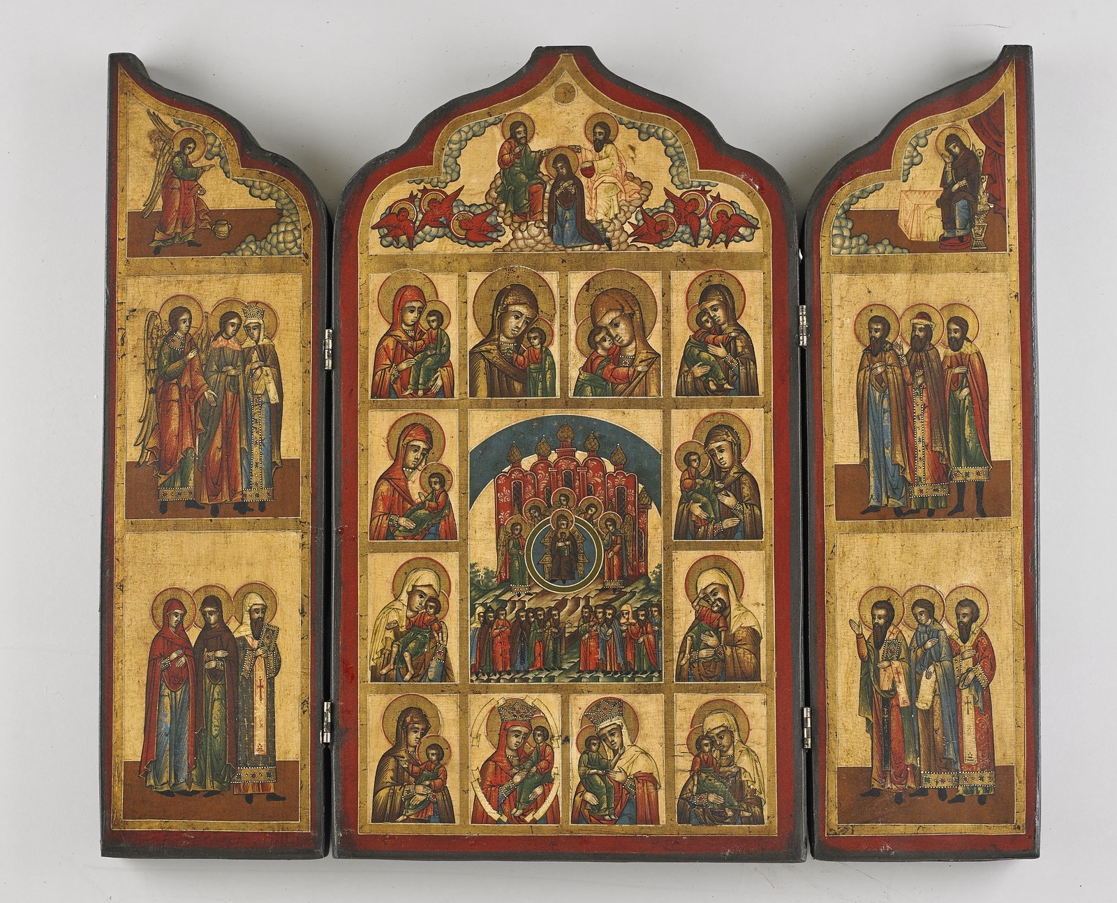 Russian School, 20th Century | Triptych depicting odes to the Mother of God with Marian icons ...
