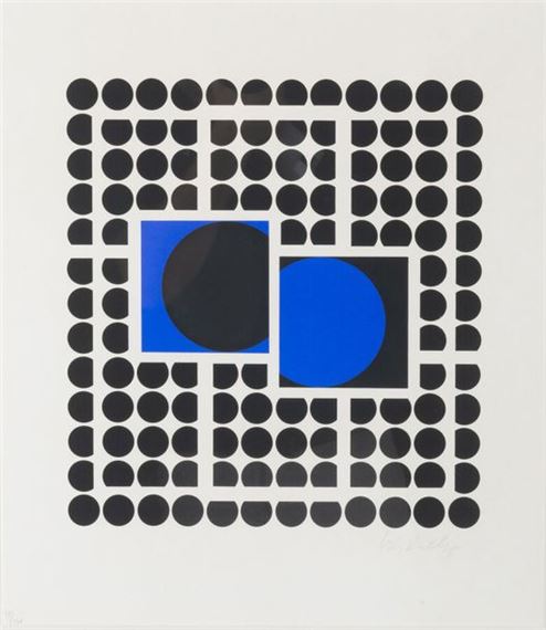 Victor Vasarely | Composition in blue and black | MutualArt