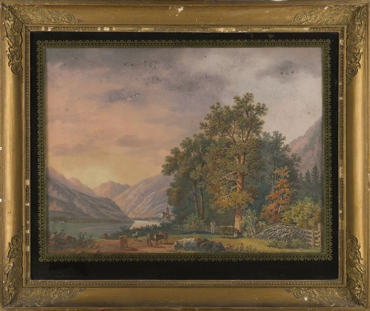 Swiss School, 19th Century | A pair of animated landscapes | MutualArt