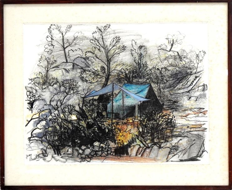 Jean Burkhalter | Tent in a forest. (1895) | MutualArt