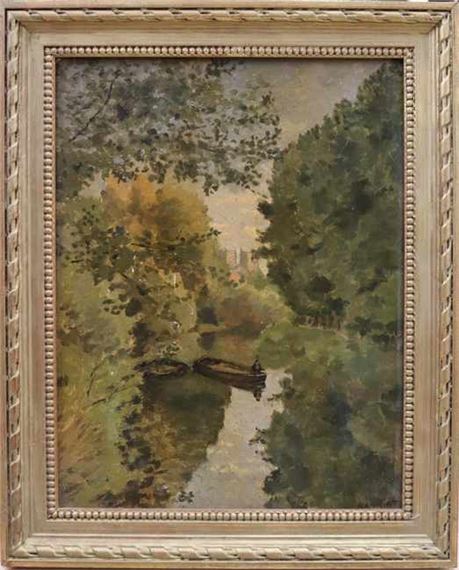 Jules Armand Hanriot | La Marne à Vitry-le-François Huile sur panneau d ...