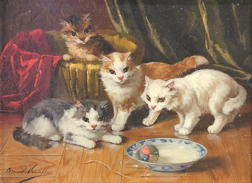 Alfred Brunel de Neuville | The cats at the pelota. (1852) | MutualArt