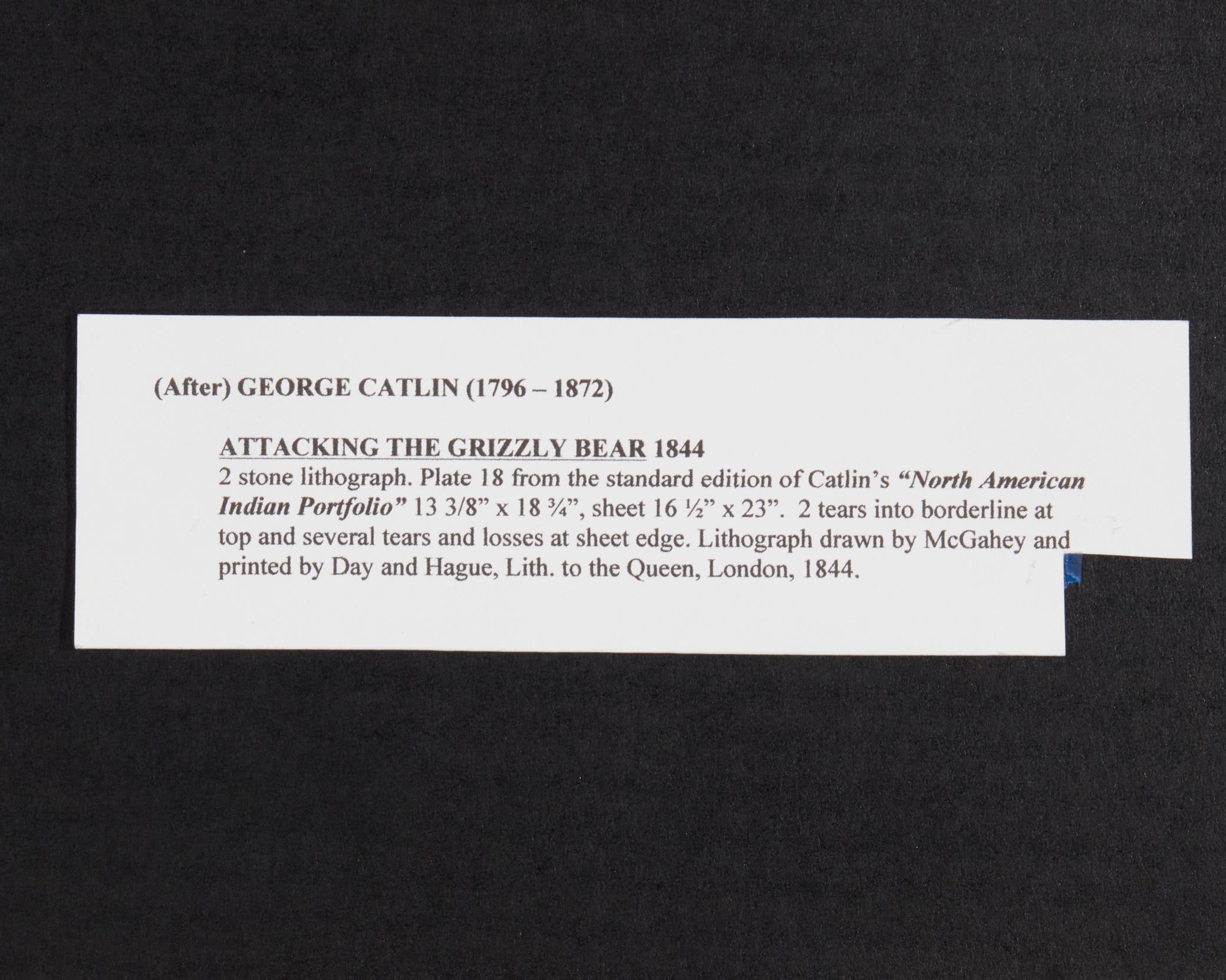 George Catlin | Attacking the Grizzly Bear, plate 19 from Catlin's ...