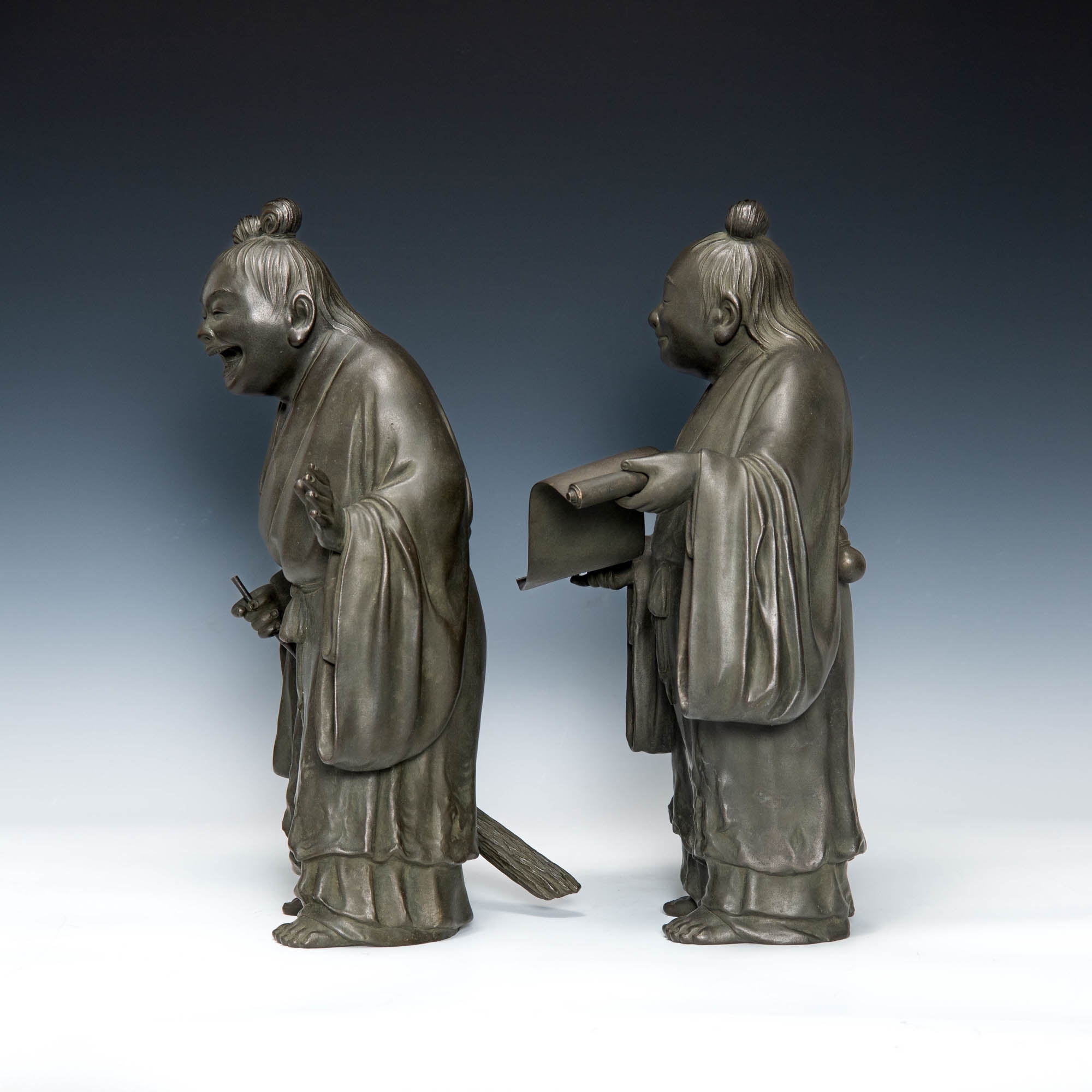 Takahashi Ryoun | Two Japanese bronze immortal figures | MutualArt