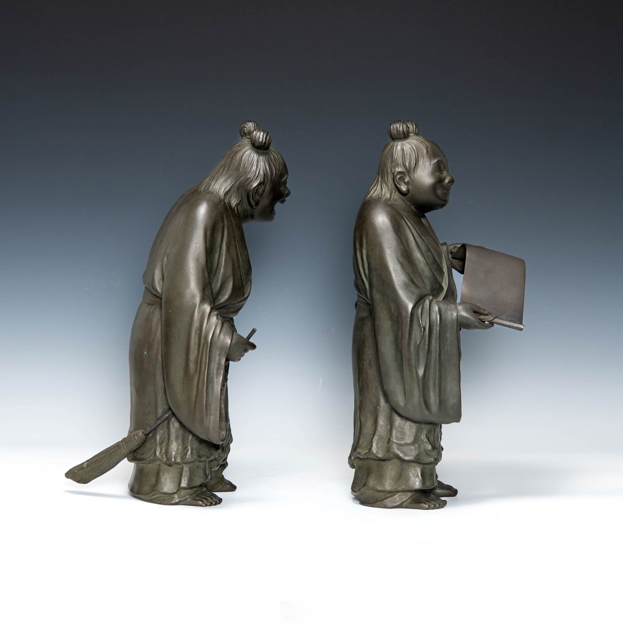 Takahashi Ryoun | Two Japanese bronze immortal figures | MutualArt