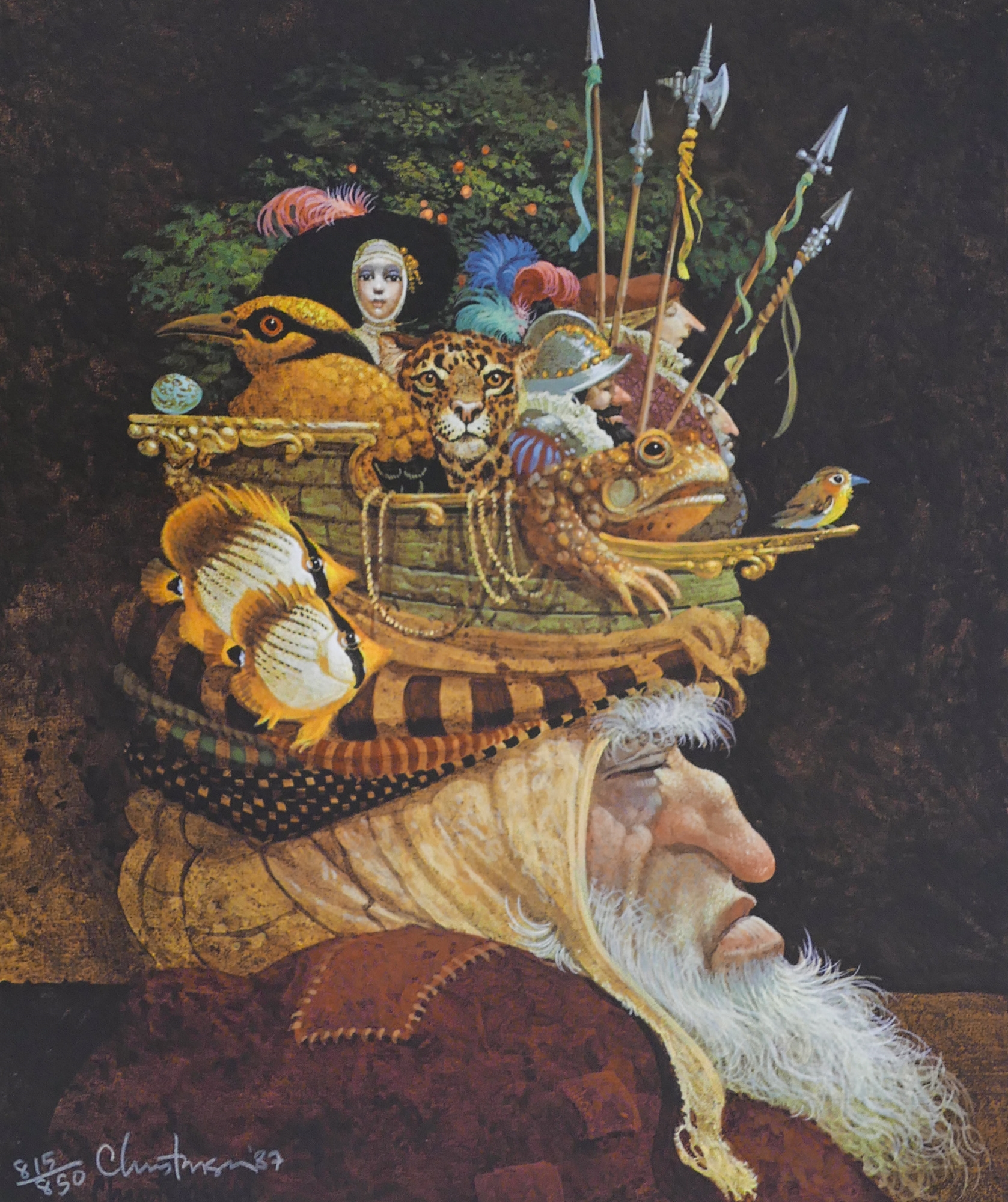 James C. Christensen | THE MAN WHO MINDS THE MOON (1988) | MutualArt