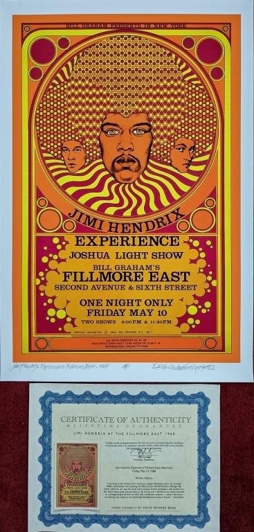 David Edward Byrd | Jimi Hendrix Experience by David Byrd COA 22 x 14 ...