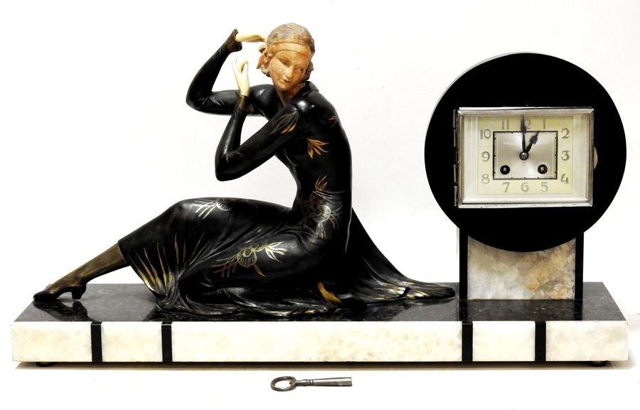 Demétre H. Chiparus | Art deco style clock in hard stone and black ...