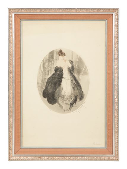 Louis Icart | Girl with a Black Dog and Girl with a White Dog | MutualArt