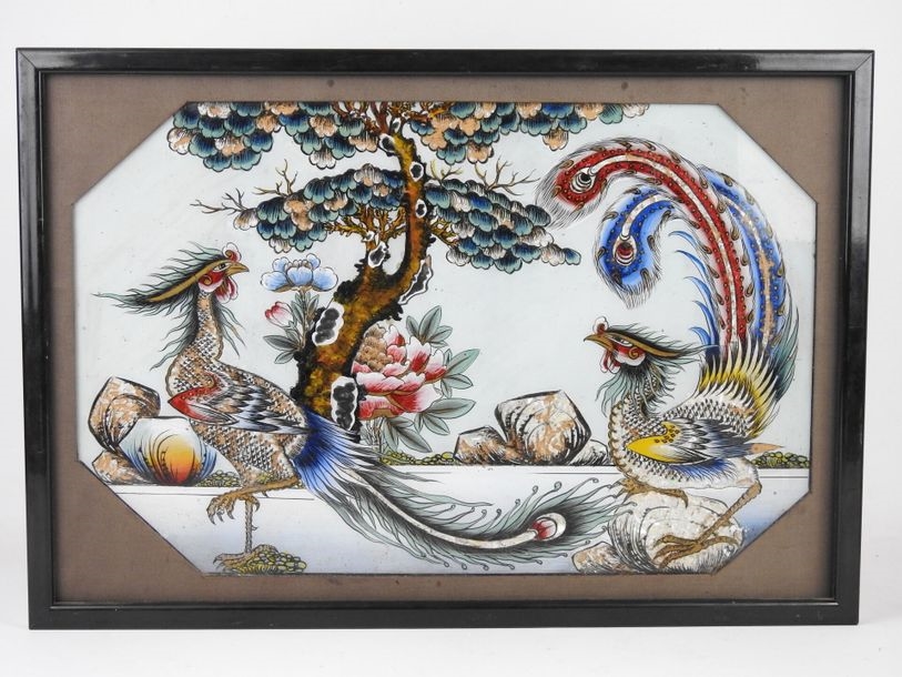 Chinese School, 20th Century | mother-of-pearl inlays representing a couple of peacocks | MutualArt