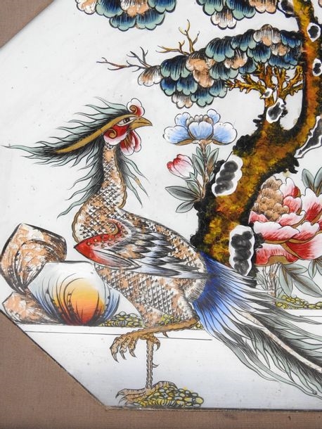 Chinese School, 20th Century | mother-of-pearl inlays representing a couple of peacocks | MutualArt