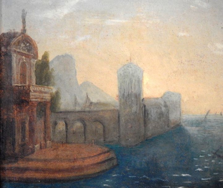 French School, 18th Century | Port view at sunset. | MutualArt