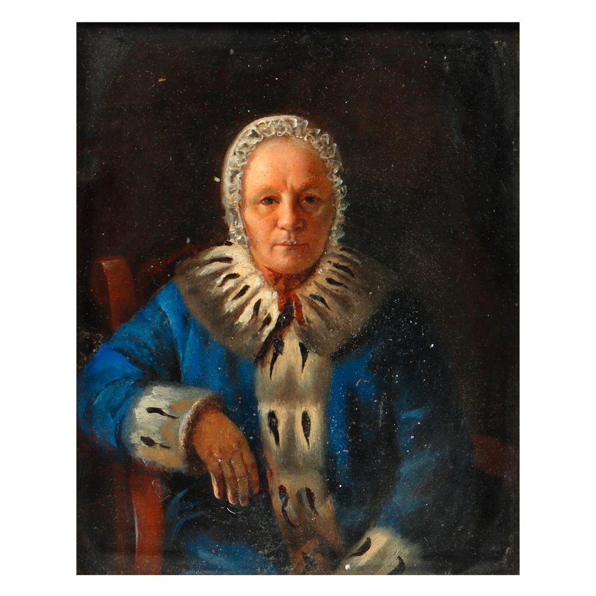Ira Yeager | Portrait of a woman in blue and ermine | MutualArt