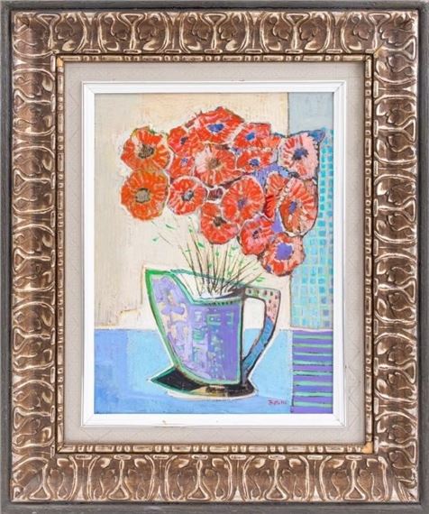 Ángel Botello | Ángel Botello Floral Still Life Oil on Board | MutualArt