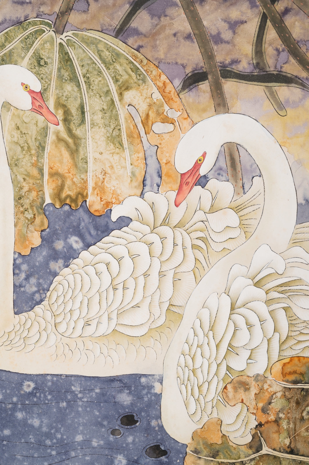 Japanese School, 20th Century | Swans in Lotus Pond | MutualArt