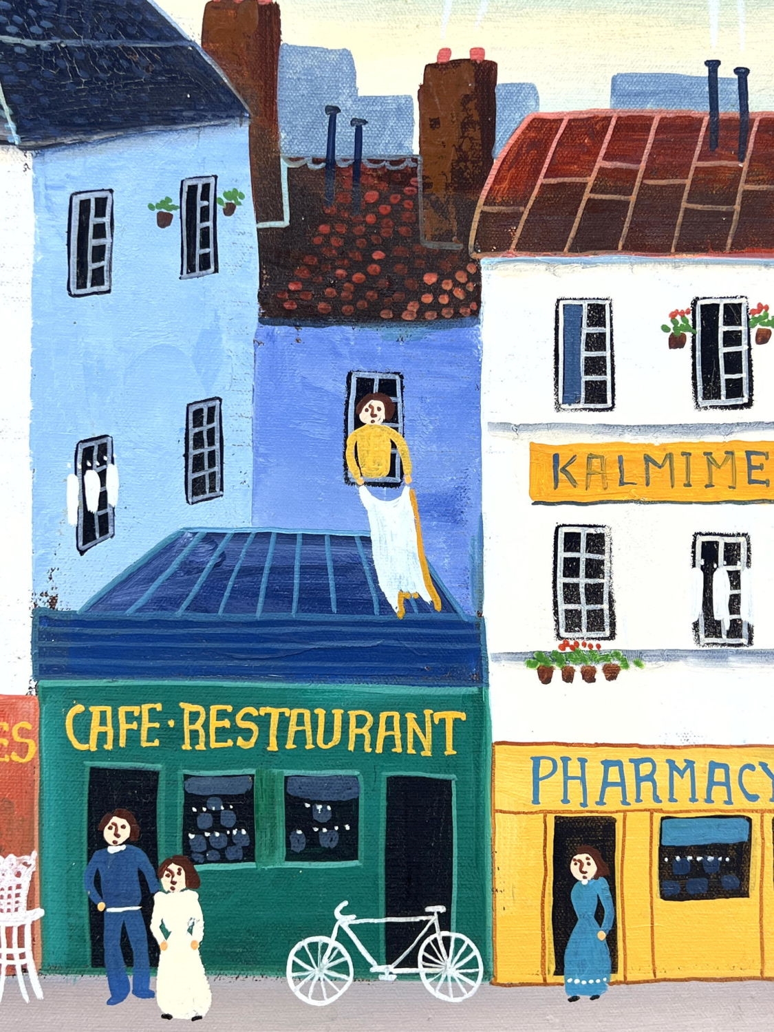 Kevin Stocker | KEVIN STOCKER Town Center Scene Painting. Ice Cream Cart and Bike. Sig | MutualArt