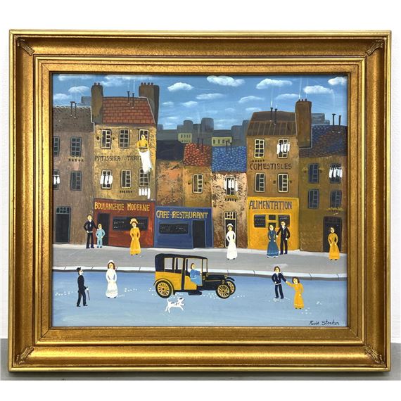 Kevin Stocker | KEVIN STOCKER Town Center Scene Painting. Car and Dog ...