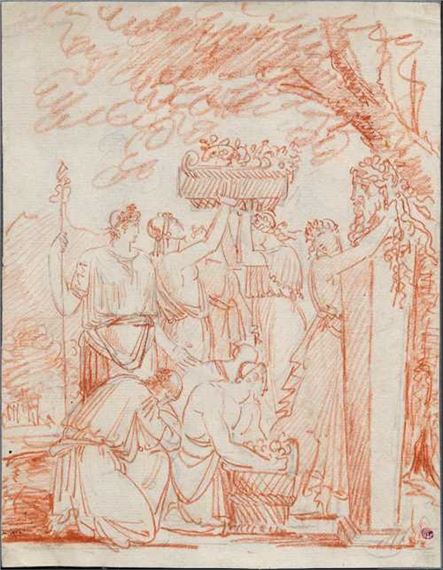 Paul Marc Joseph Chenavard | Bacchants decorating a herm. | MutualArt