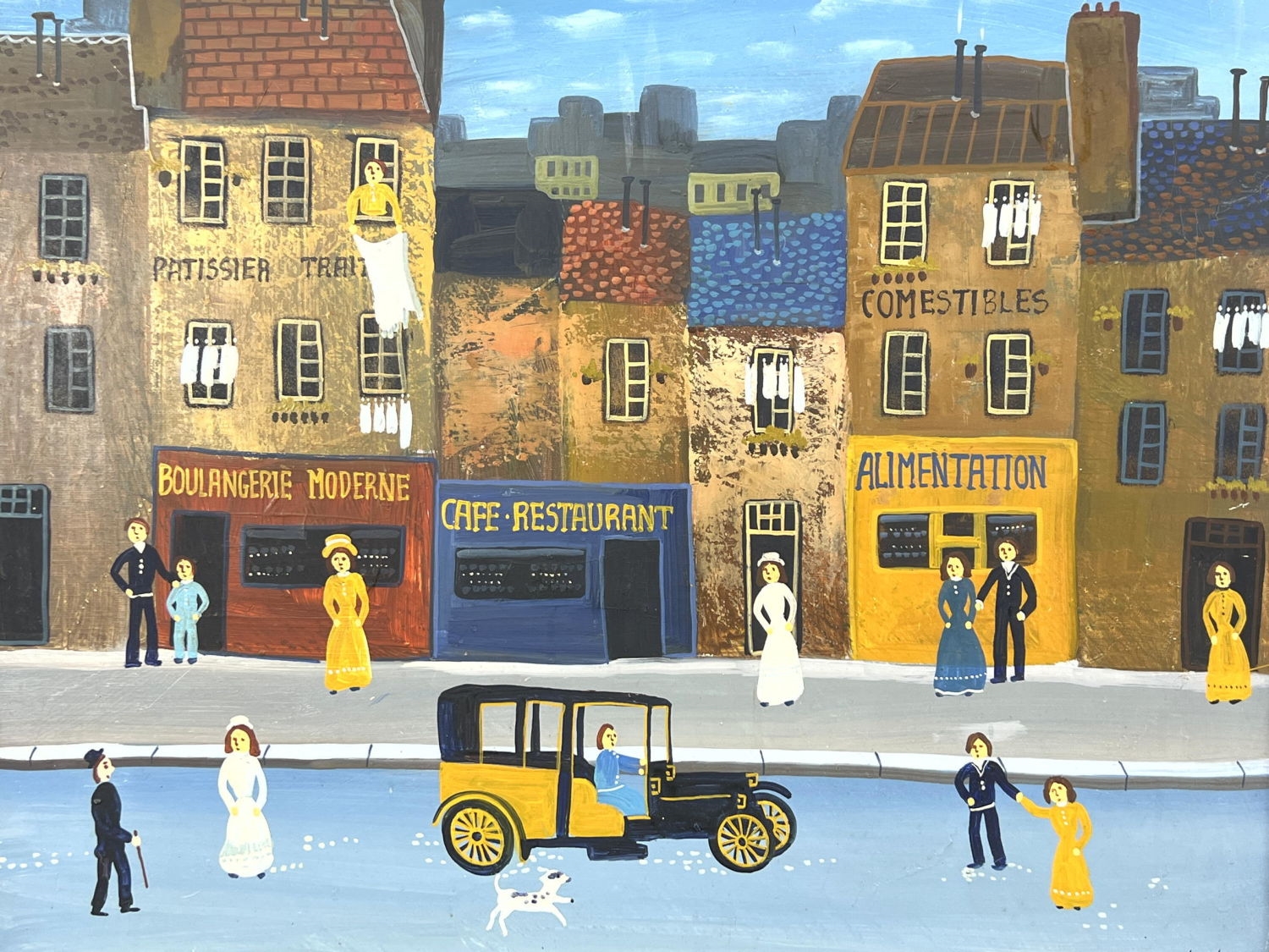 Kevin Stocker | KEVIN STOCKER Town Center Scene Painting. Car and Dog ...